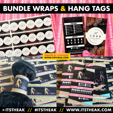 Bundle Wraps and Hang Tags for Hair Extension Businesses